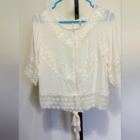 Selfie Leslie | Tops | Boho Lace Trimmed Top | Poshmark